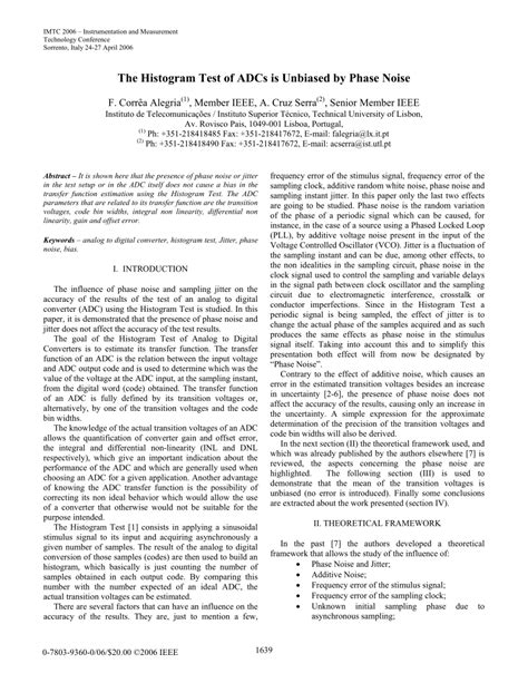 pdf the histogram test of adcs is unbiased by phase noise