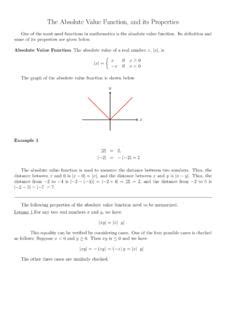 The Absolute Value Function And Its Properties The Absolute Value Function And Its Properties