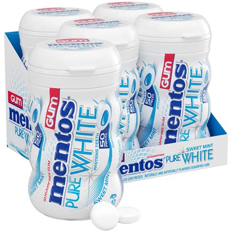 Mentos Pure White Sugar Free Chewing Gum With Xylitol Sweet Mint 50