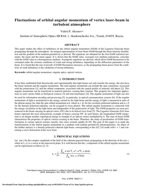 Pdf Fluctuations Of Orbital Angular Momentum Of Vortex Laser Beam In