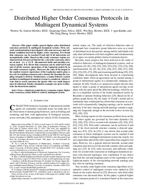 Pdf Distributed Higher Order Consensus Protocols In Multiagent