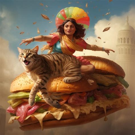 Premium Photo Feline Adventure The Joyful Indian Girl Soaring With
