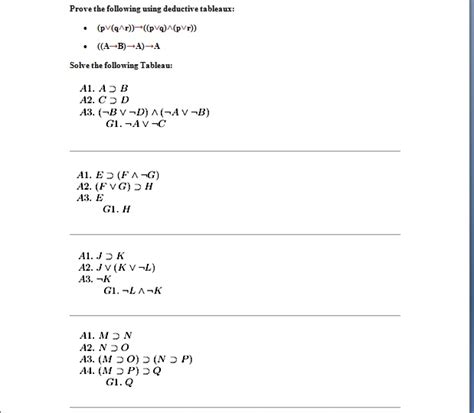 Solved Prove The Following Using Deductive Tableaux Bullet