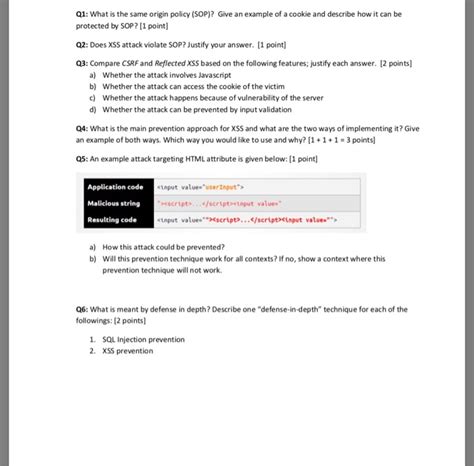 Solved Q1 What Is The Same Origin Policy Sop Give An