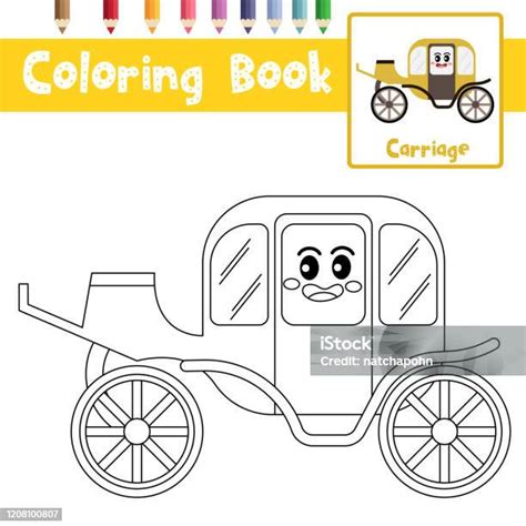 색칠 하기 페이지 캐리지 만화 캐릭터 측면 보기 벡터 일러스트 교육에 대한 스톡 벡터 아트 및 기타 이미지 교육 교통수단 그리기 Istock