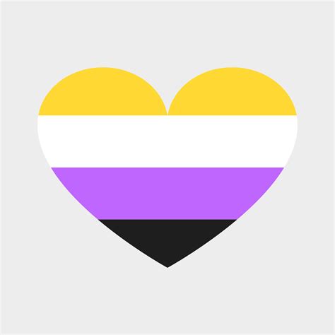 Vector Heart In Lgbt Colors Four Horizontal Stripes Non Binary Flag