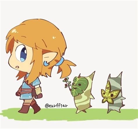 Legend Of Zelda Breath Of The Wild Art Link And Koroks Korok Botw Eurff1ar Legend Of