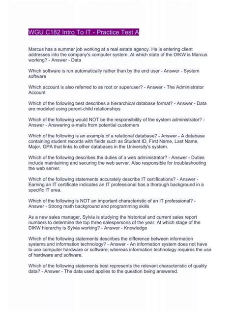 WGU C Intro To IT Practice Test A WGU C Intro To IT Stuvia US