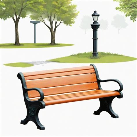 Park Bench Cartoon Vector Set White Background Isolated Premium Ai