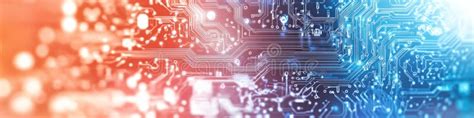 Abstract Glowing Red And Blue Circuits Creating A Futuristic And Vibrant Digital Design Stock