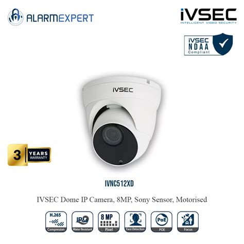 Ivsec Ivnc512xd Dome Ip Camera 8mp Sony Sensor Motorised 28 12 Lens