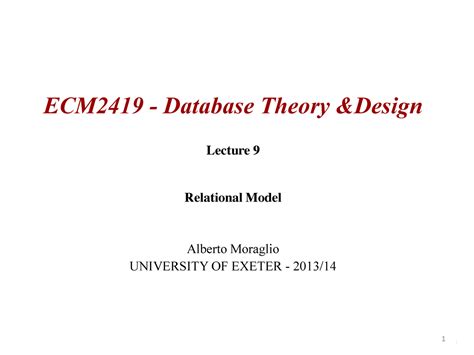 Lecture Notes Database Theory And Design 1 Ecm2419 Database Theory