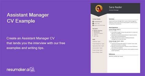 Assistant Manager Cv Example For 2024 Skills And Templates
