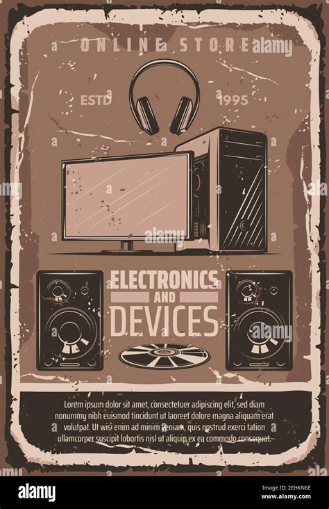 Electronic Devices And Multimedia Retro Poster For Online Store Vector