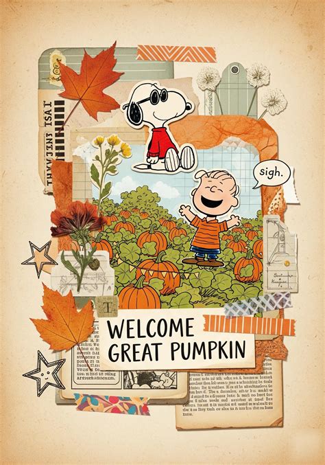 Vintage Snoopy Fall Collage Cozy Autumn Aesthetic Wallpaper Art In