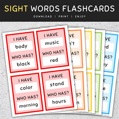 Fry Sight Words Free Printable Flashcards