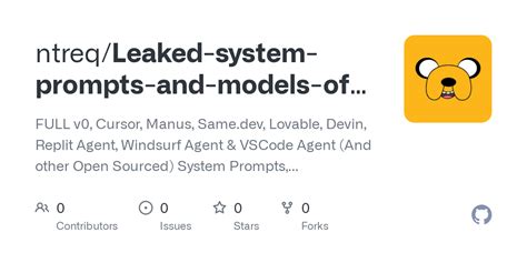 Github Ntreqleaked System Prompts And Models Of Ai Tools Full V0 Cursor Manus Samedev
