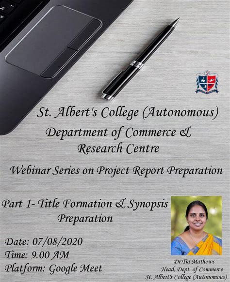 Webinar Series Project Report Preparation St Alberts College Autonomous Kochi Ernakulam