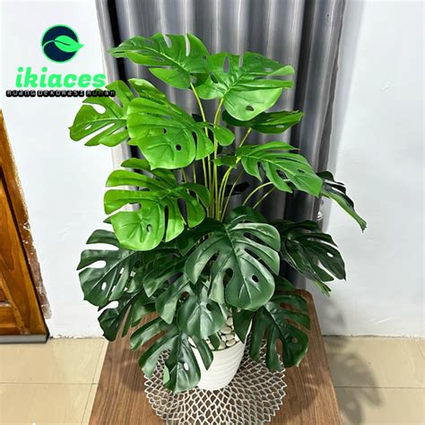 Jual DAUN MONSTERA JUMBO PLASTIK DAUN HIAS PLASTIK TANAMAN ARTIFICIAL