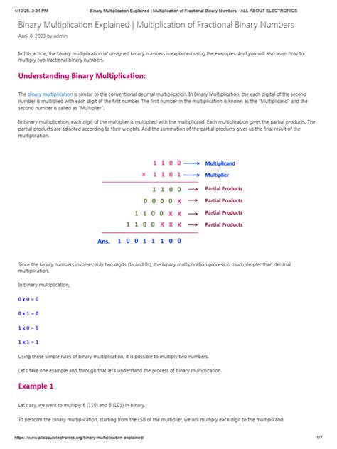 2 Binary Multiplication Explained Multiplication Of Fractional