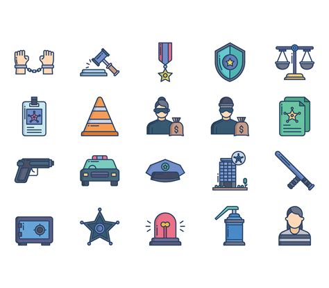Police And Criminal Icon Set 12199894 Vector Art At Vecteezy