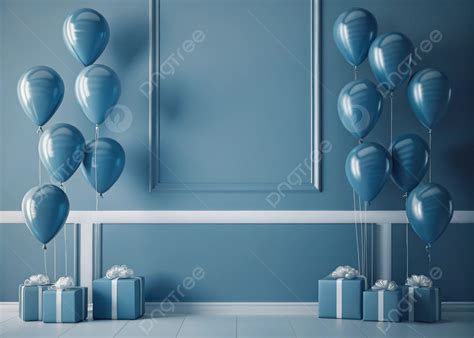 세련된 인테리어에 파란색 풍선 3d 렌더링 파란 풍선 축하 배경 3d 렌더링 배경 일러스트 및 사진 무료 다운로드