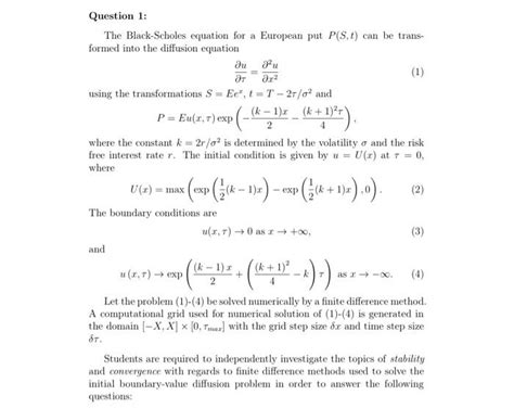 Solved The Black Scholes Equation For A European Put P S T