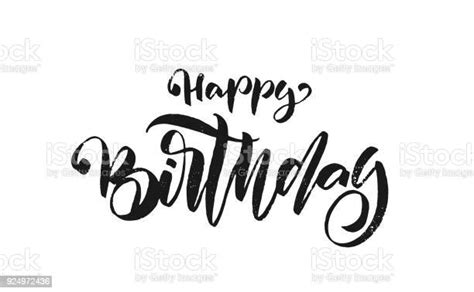 필기 질감된 브러시는 흰색 바탕에 생일의 글자를 입력 합니다 타이 포 그래피 디자인입니다 인사말 카드입니다 생일에 대한 스톡