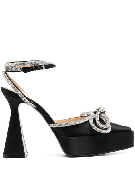 Mach Mach Double Bow 125mm Satin Pumps In Black Lyst
