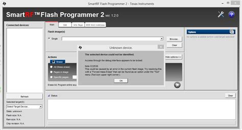 error while debugging simpleblepheripheral stack on ccc2650 bluetooth