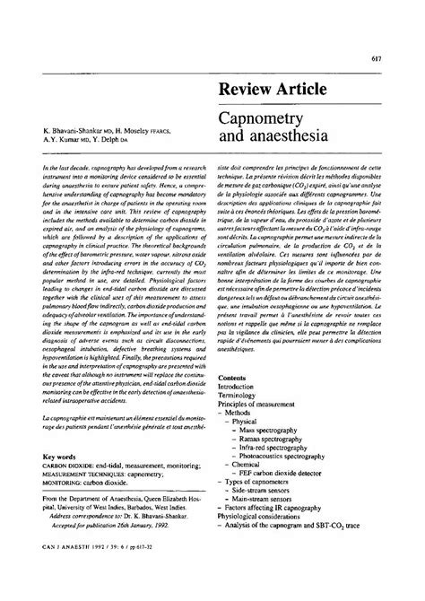 Pdf Capnometry And Anaesthesia Springer · Capnometry And