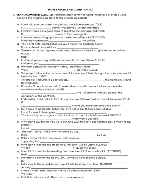 More Practice On Conditionals Pdf