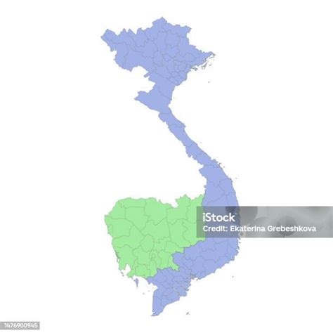 지역 또는 지방의 국경과 베트남과 캄보디아의 높은 품질 정치지도 0명에 대한 스톡 벡터 아트 및 기타 이미지 0명 경계