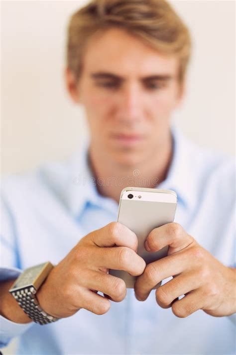 Young Handsome Man Using Smart Mobile Phone Stock Image Image Of