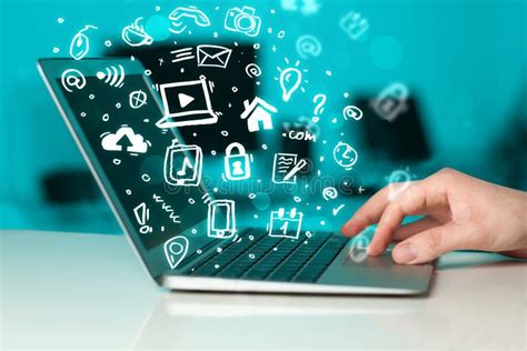 Hand Of Hacker On Computer Keyboard With Unlocked Icon Cyber Attack