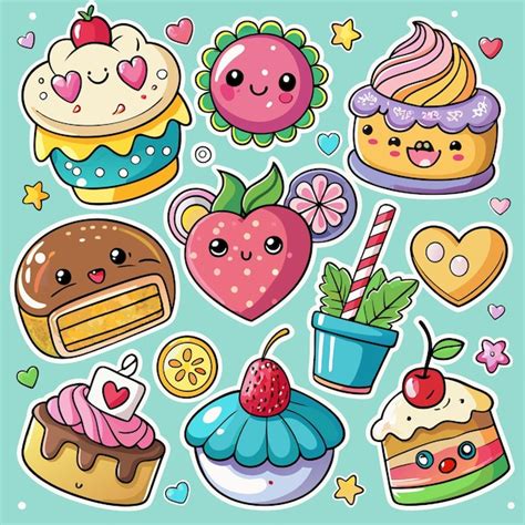 Cute Kawaii Food Stickers Dessert Cake Strawberry Cupcake And More