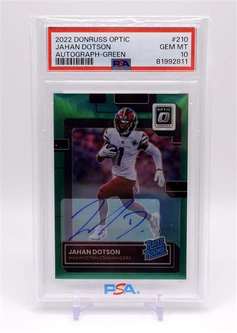 Jahan Dotson 2022 Optic 210 Rated Rookie Autographs Green 5 Psa 10