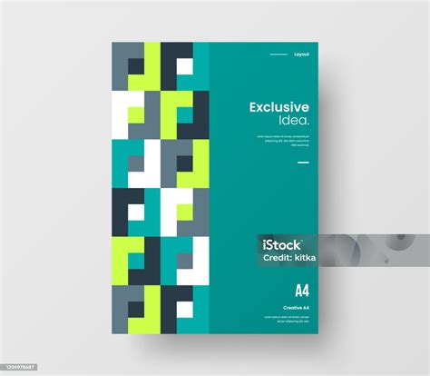 놀라운 비즈니스 프리젠 테이션 벡터 A4 수직 방향 전면 페이지 모형 현대 기업 보고서는 추상적 인 기하학적 일러스트 디자인