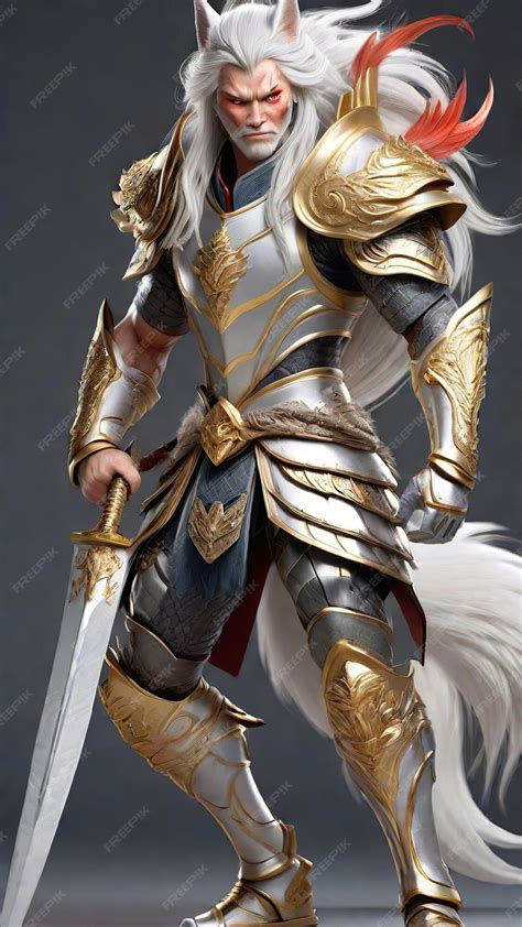 Premium Ai Image 3d Image Of A Young Kitsune Warrior With A Spear In