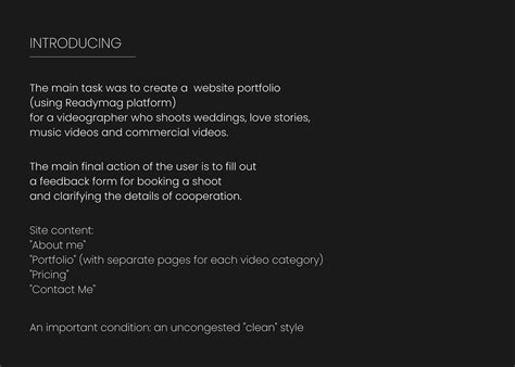 Portfolio Website For Videographer Behance