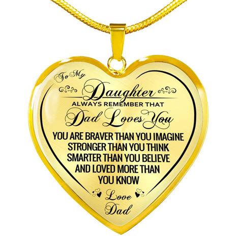 To My Daughter Always Remember Dad Loves You Heart Necklace