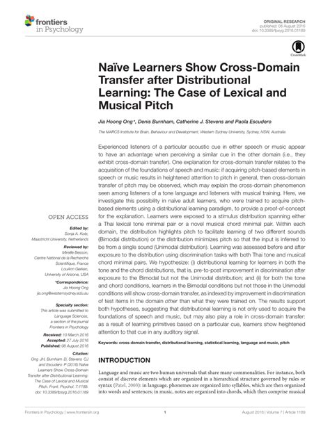 Pdf Naïve Learners Show Cross Domain Transfer After Distributional