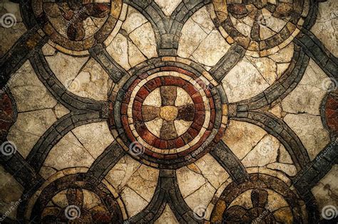 Detailed Classical Mosaic Floor Design Featuring Intricate Patterns And