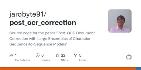 Github Jarobyte91postocrcorrection Source Code For The Paper Post Ocr Document Correction
