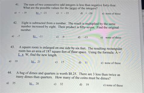 Solved The Sum Of Two Consecutive Odd Integers Is Less Chegg