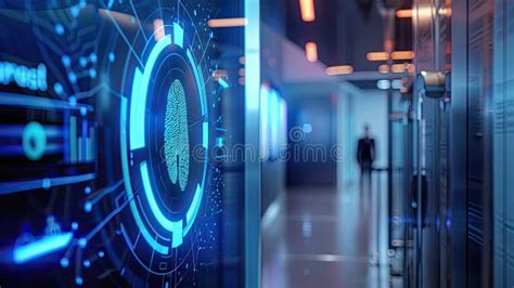 Biometric Security System Scanning Fingerprints For Access Control Stock Illustration