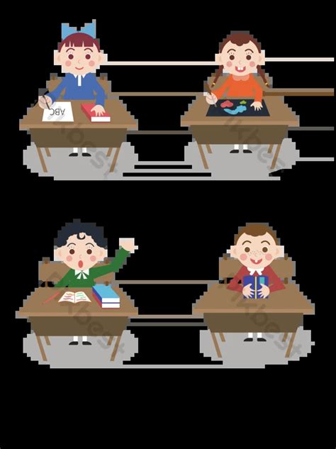 Cartoon Boy In Class