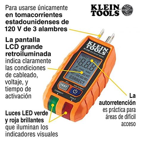 Klein Tools Rt250 Gfci Receptacle Tester With Lcd Display For 120v