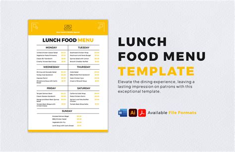 Hotel Menu Template In Word Download