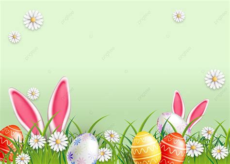 Green Grass Easter Bunny Ears Flower Background Easter Grass Easter